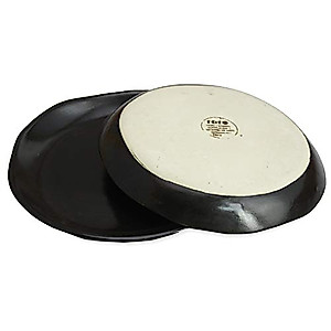 roro Ceramic Stoneware Hand-Molded Modern Uneven Minamalist Matte Black Appetizer Plate Set of 2