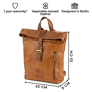BERLINER BAGS Vintage Leather Backpack Seattle, Women’s Rucksack for Work, School, Cycling - Brown