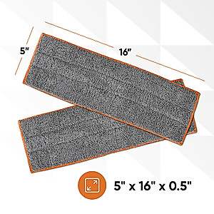 Superio Microfiber Mop Pads, Refill Miracle Mop, Microfiber Mop Replacement Head with Velcro, 16 Inch Mop Refill for Flat, Spray Mop Set -3 Pack- Grey