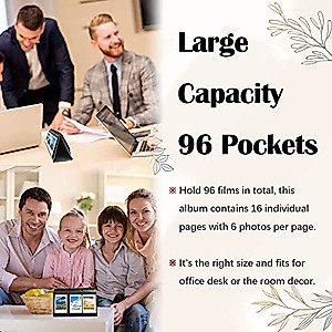 Instax Mini Photo Album for Fujifilm Instax Mini 11 12 9 40 Evo Liplay 8 7+ Instant Camera, 96 Pockets Desk Calendar Polaroid Photo Albums for Polaroid Kodak Zink 2x3" Film & Kpop Photo Card (Black)