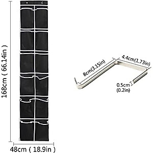 Large Capacity Storage Bags Door Hanging Shoe Storage Bag 12 Mesh Pockets Hanging Shoe Rack Holder Behind The Door with 2 Metal Hook Doors