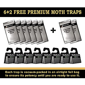 MaxGuard Clothes Moth Traps (6+2 Free Traps) with Extra Strength Pheromones | Non-Toxic Sticky Glue Trap for Closets and Carpet Moths | No Mothballs | Lure, Trap and Kill Case-Bearing Webbing Moths |
