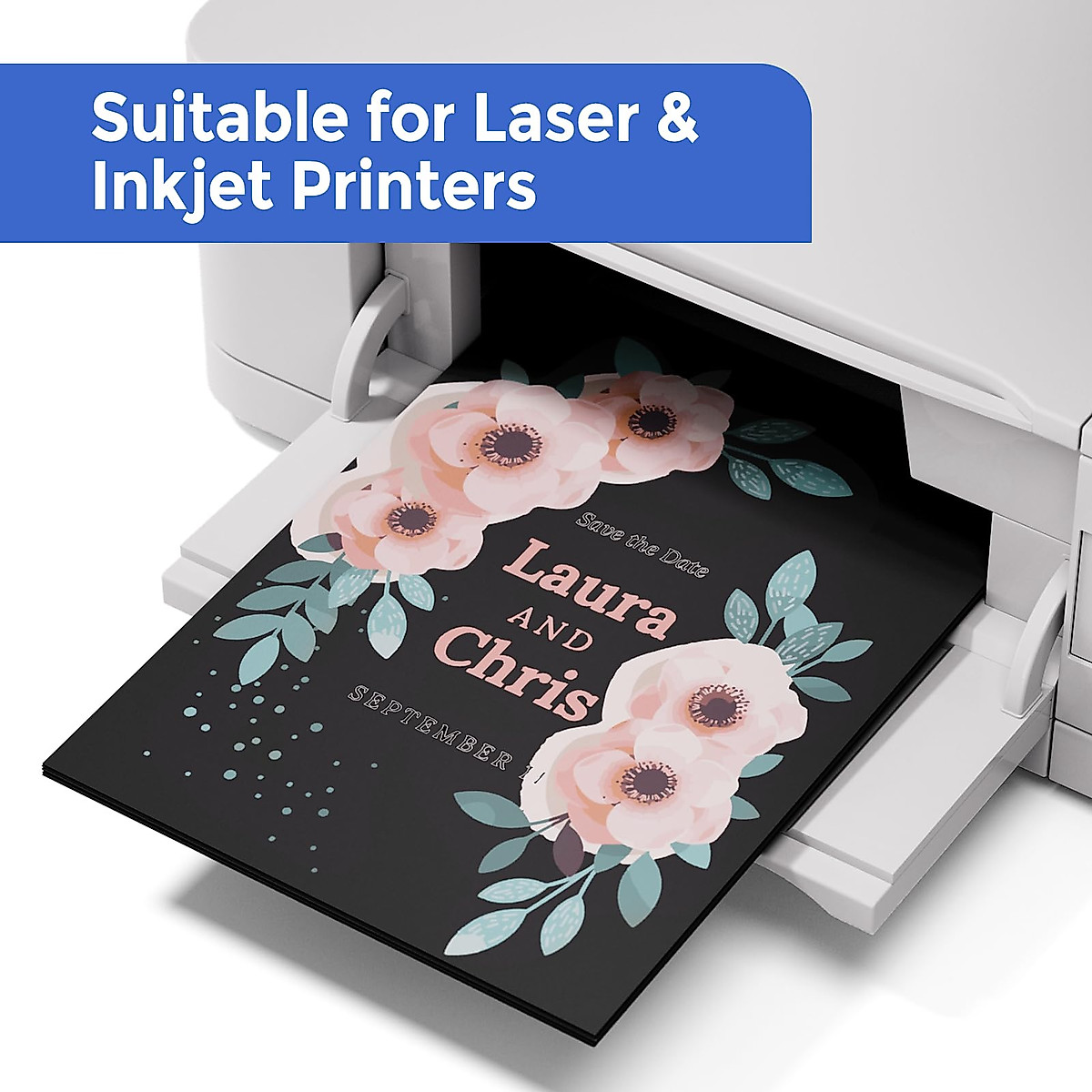 CreGear 24 Sheets Black Cardstock 8.5 x 11, Black Cardstock Paper 250gsm/92lb Thick Cardstock, Black Card Stock Construction Paper for Christmas Crafts, Scrapbooking, Card Making, Menus, Invitations