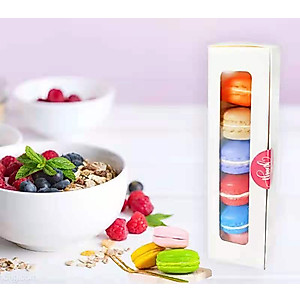 wraphay 30 Pack Macaron Boxes with Window White Pastry Packaging Container for 6 Bakery French Cocoa Truffle Wedding Gift Dessert Cookies Treat Delivery Box