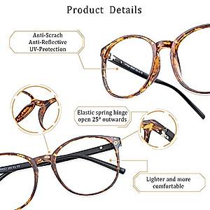 LifeArt Blue Light Blocking Glasses, Anti Eyestrain, Computer Reading Glasses, Gaming Glasses, TV Glasses for Women Men, Anti Glare (Tortoise, No Magnification)