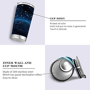 Wassud Night Sky 20 oz Tumbler with Lid and Straw Stainless Steel Double Wall Vacuum Tumblers Insulated Travel Coffee Mug for Cold and Hot Drinks