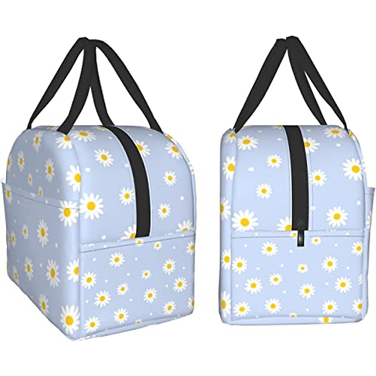 Insulated Lunch Bag for Girls Women, Cooler Tote Reusable Lunch Box Container For Girls Boys School Work Office Travel Picnic Floral Daisy Purple Flower