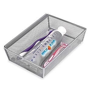 Smart Design Drawer Organizer - (9 x 6 Inch) - Steel Metal Mesh Tray - w/ Interlocking Arm Connection - Utensils, Silverware, Organization - Kitchen [Silver]