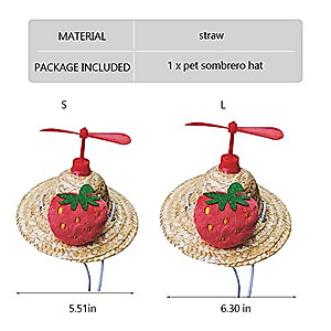 La La Pet® Adjustable Cute Mini Pet Sombrero Dog Straw Hat Cat Woven Hat Puppy Sun Bucket Cap for Small Dogs Puppy Cats Supplies (Strawberry,L)