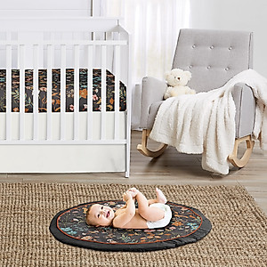 Sweet Jojo Designs Sunflower Girl Baby Playmat Tummy Time Infant Play Mat - Yellow Green and White Farmhouse Watercolor Flower