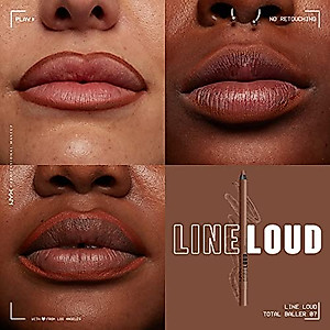 NYX PROFESSIONAL MAKEUP Line Loud Lip Liner, Longwear and Pigmented Lip Pencil with Jojoba Oil & Vitamin E - Total Baller (Rich Warm Brown)