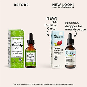 Sky Organics Organic Rosehip Oil (1oz) Cold-Pressed Rosehip Seed Oil, Anti-aging Face Oil, Antioxidant Face Oil, 100% Pure Anti-Aging Rosehip Seed Oil for Radiant Skin, Hair and Acne
