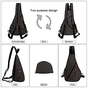 Phenas 2 In 1 Vintage Chest shoulder Bag Canvas Sling Bag Casual Backpack for Men Women Daily Outdoor Sport Cycling Hiking