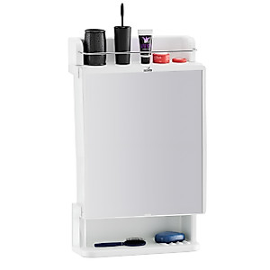 Well Set Medicine Cabinet with Mirror, Wall Mounted Bathroom Storage Cabinet Mirror Door & 2 Open Shelves, Adjustable Shelves, Mirrored Bathroom Wall Cabinet 21 x 5 x 12 Inches