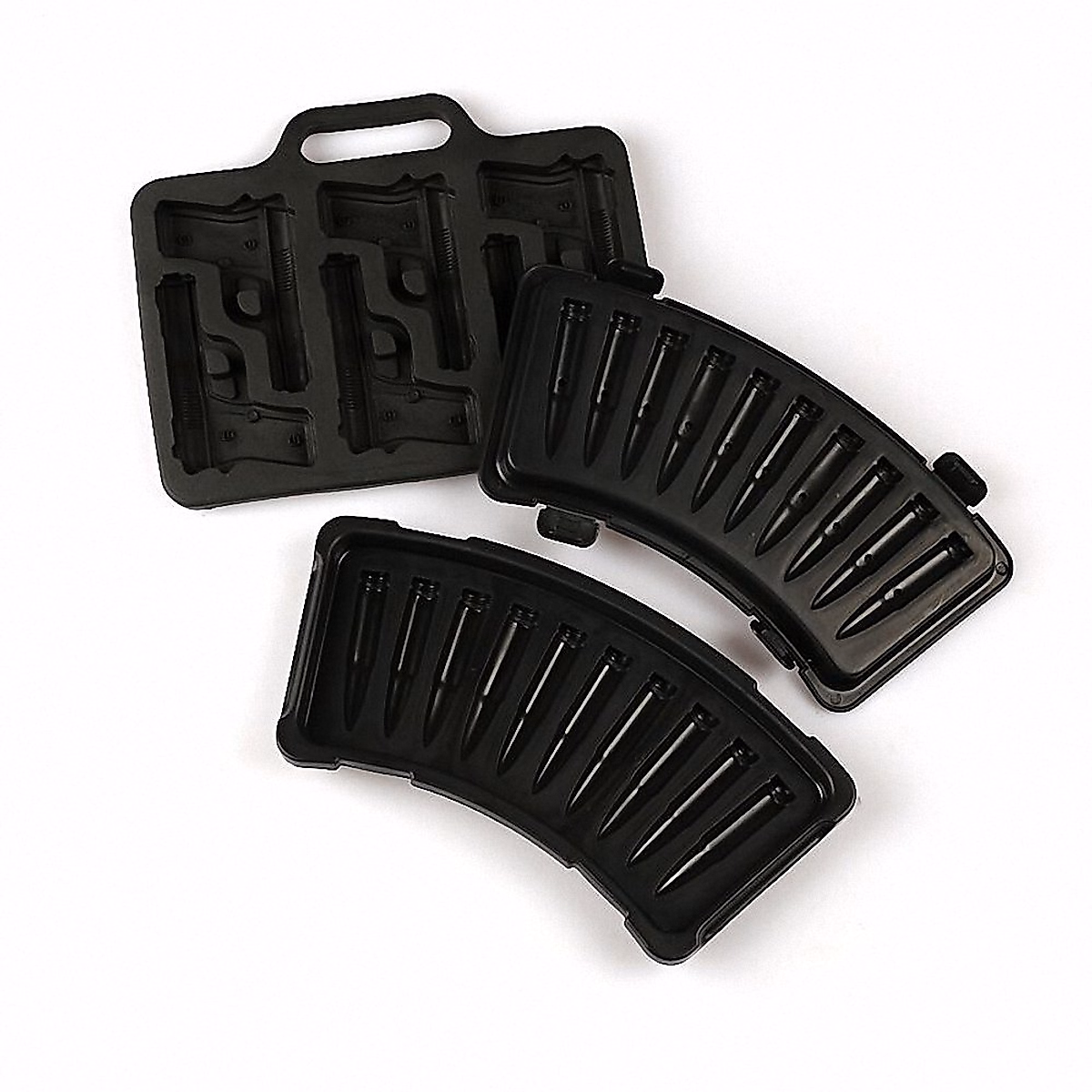 MoldFun 2-Pack Handgun and Bullet Ice Cube Trays Set - Cool TPR Pistol and AK47 Bullet Maker Molds for Whiskey Cocktails Ice Cubes, Chocolates, Jello Shots