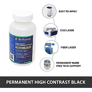 Brilliance Laser Inks Red (Copper Tone) and Black Liquid Ready Laser Marking Powder - BLI201MRLIQ120 & BLI101MRLIQ120 - Laser Inks for Metals Marking with CO2/Fiber/YAG (120 ml, Red & Black)