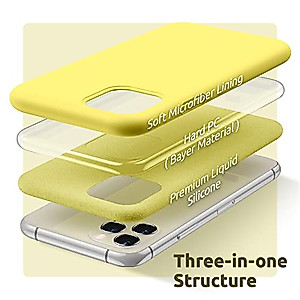 SURPHY Compatible with iPhone 11 Pro Case 5.8 inches, Thickened Liquid Silicone Phone Case (with Microfiber Lining) for 11 Pro 2019, Yellow