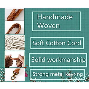 Sither Boho Macrame Keychain for Women Handmade Keychain Bracelet Keyring Wristlet Macrame Keychain Holder for Gift(dark green)