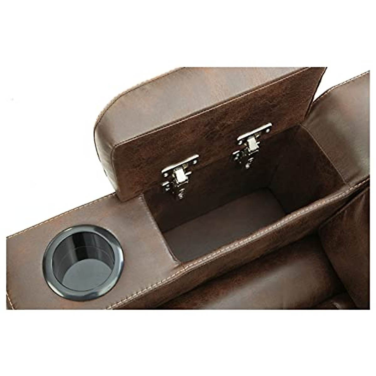 Signature Design by Ashley Owner's Box Faux Leather Power Recliner with Adjustable Headrest, Brown