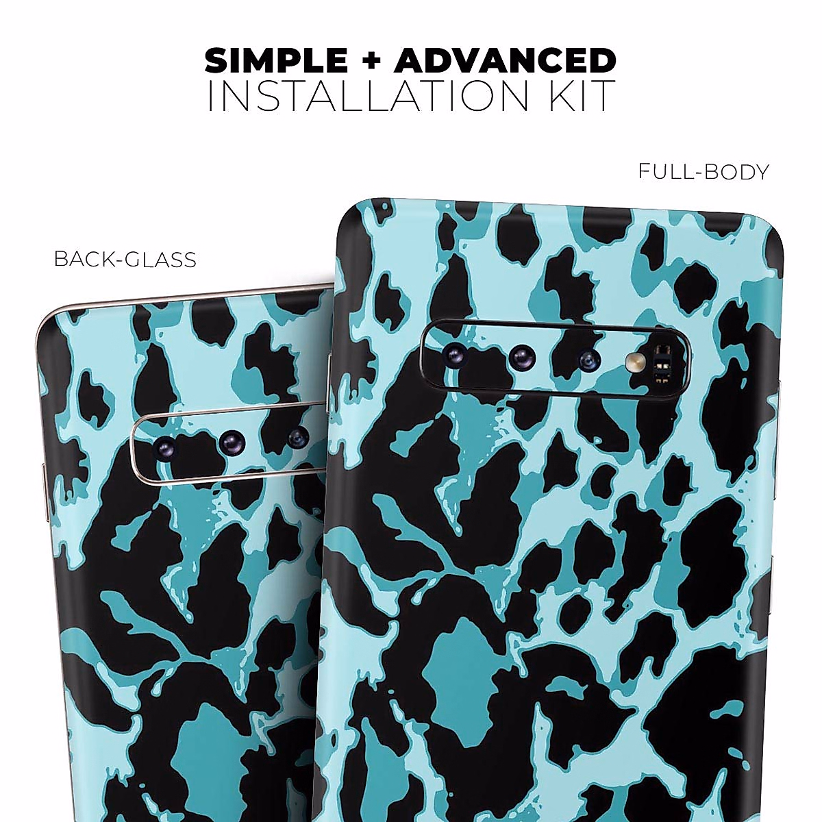 DesignSkinz Vector Hot Turquoise Cheetah Print Protective Vinyl Decal Wrap Skin Cover Compatible with The Samsung Galaxy S20 (Screen Trim & Back Glass Skin)