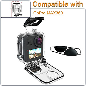 Waterproof Housing Case for GoPro MAX 360 with Touchscreen, Protective Underwater Dive Shell with Bracket for GoPro MAX360 Action Camera Accessories Kit