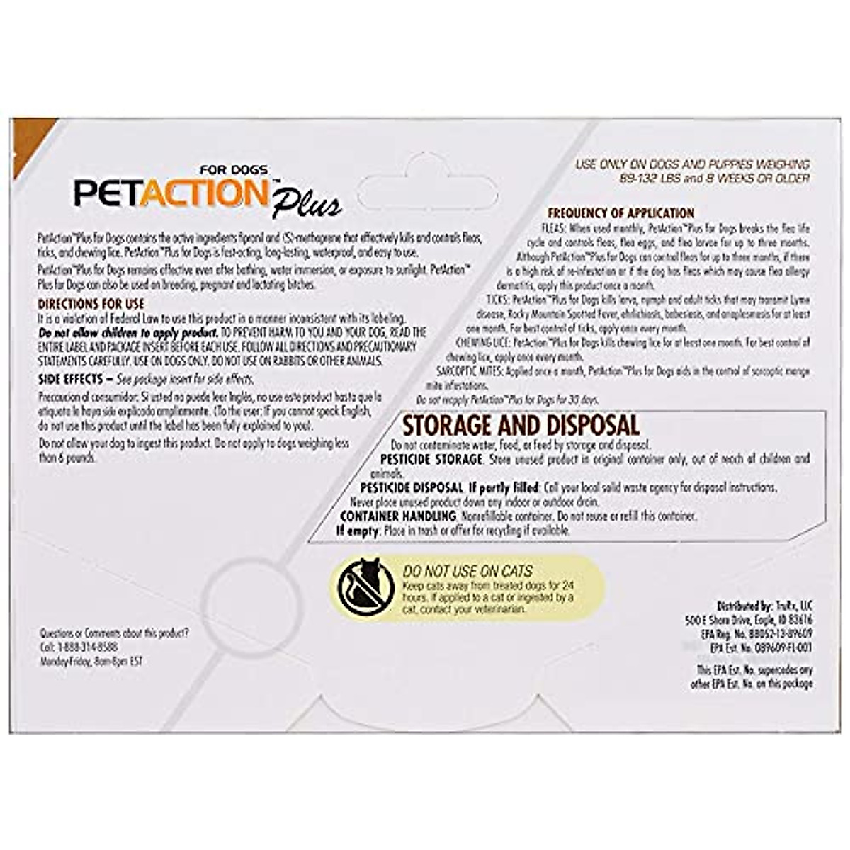 Pet Action Plus Flea & Tick Treatment for XL Dogs, 89-132 lbs, 3 Month Supply
