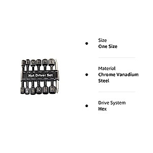 GOSWIFT 14PCS Magnetic Power Nuts Driver Set for Impact Drill, Chrome Vanadium Steel, SAE and Metric, 1/4" Hex Head Drill Bit Set Screwdriver Socket Set