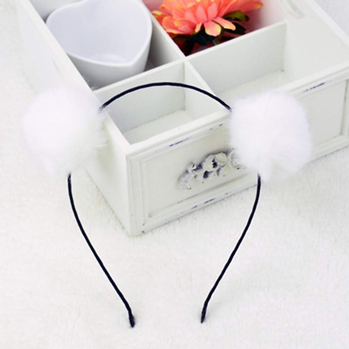 BAOPLAYKIDS BAOBAO Faux Fluffy Rabbit Fur Ball Cat Ears Panda Hair Hoop Headband Xmas Party Cosplay