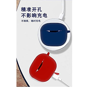 2 Pack DAYJOY Soft Silicone Protective Case Cover Compatible with JBL Tune 120TWS/125TWS Earphone, Protective Skin Sleeve with Key Chain (Black+Blue)