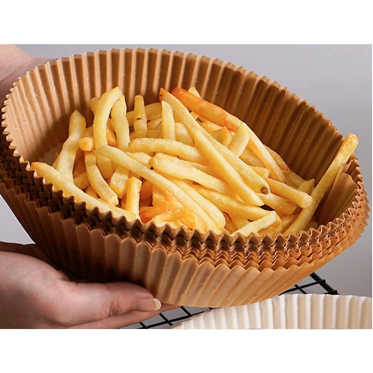 Original, Air Fryer Disposable Paper Liner, Parchment Paper for Air Fryer Oil-proof, Water-proof air fryer sheets, Food Grade Parchment Paper for Baking Roasting (6.3inch 50pcs)