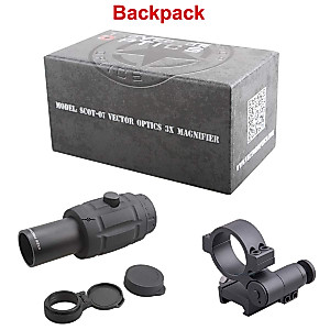 TAC Vector Optics Rubber Armored 3X Magnifier Holographic Red Dot Sight Scope Flip to Side QD Weaver Mount Color Black