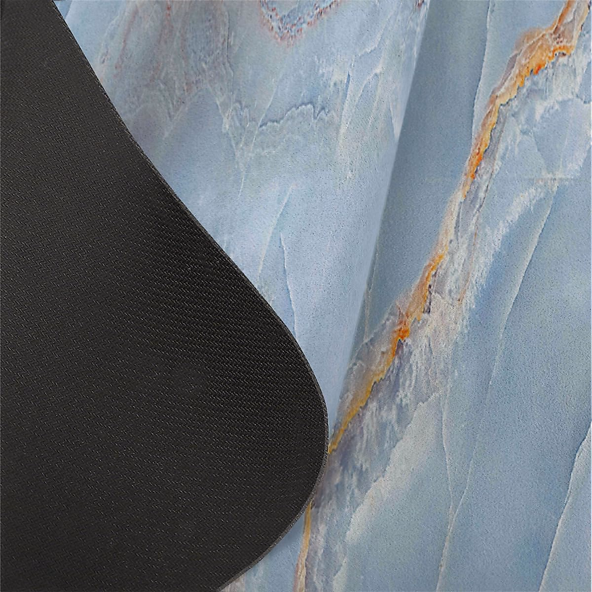 Marble Pattern Waves Yoga Mat Folding Travel Fitness & Exercise Mat with Carrying Bag Non-Slip Lightweight Travel Yoga Mat for Women Pilates 72"L × 26.8” W × 2 Mm Thick