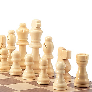 AMEROUS Wooden Chess Pieces Only, 32 Pieses / 3.05" King/Storage Bag/Gift Package, Standard Tournamen Staunton Wood Chessmen for Chessboard, Replacement of Missing Pieces