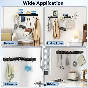 CLESOO Coat and Hat Hook Wall Mounted - Rail Coat Rack with 9 Double Hooks-Adjustable Sturdy Metal Coat Hook - Rustproof Large Capacity Coat and Hat Rack for Coat, Hat, Scarf, Bag, Towel, Key