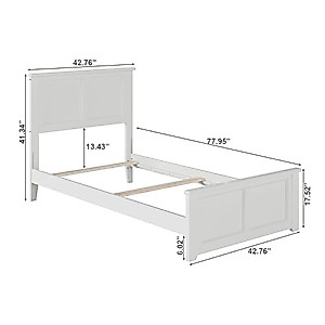 AFI Madison Twin Traditional Bed with Matching Footboard and Turbo Charger in White