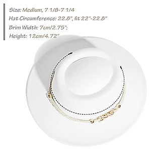 Lisianthus Women Wide Brim Fedora Hat with Belt Buckle Pork Pie Hat White