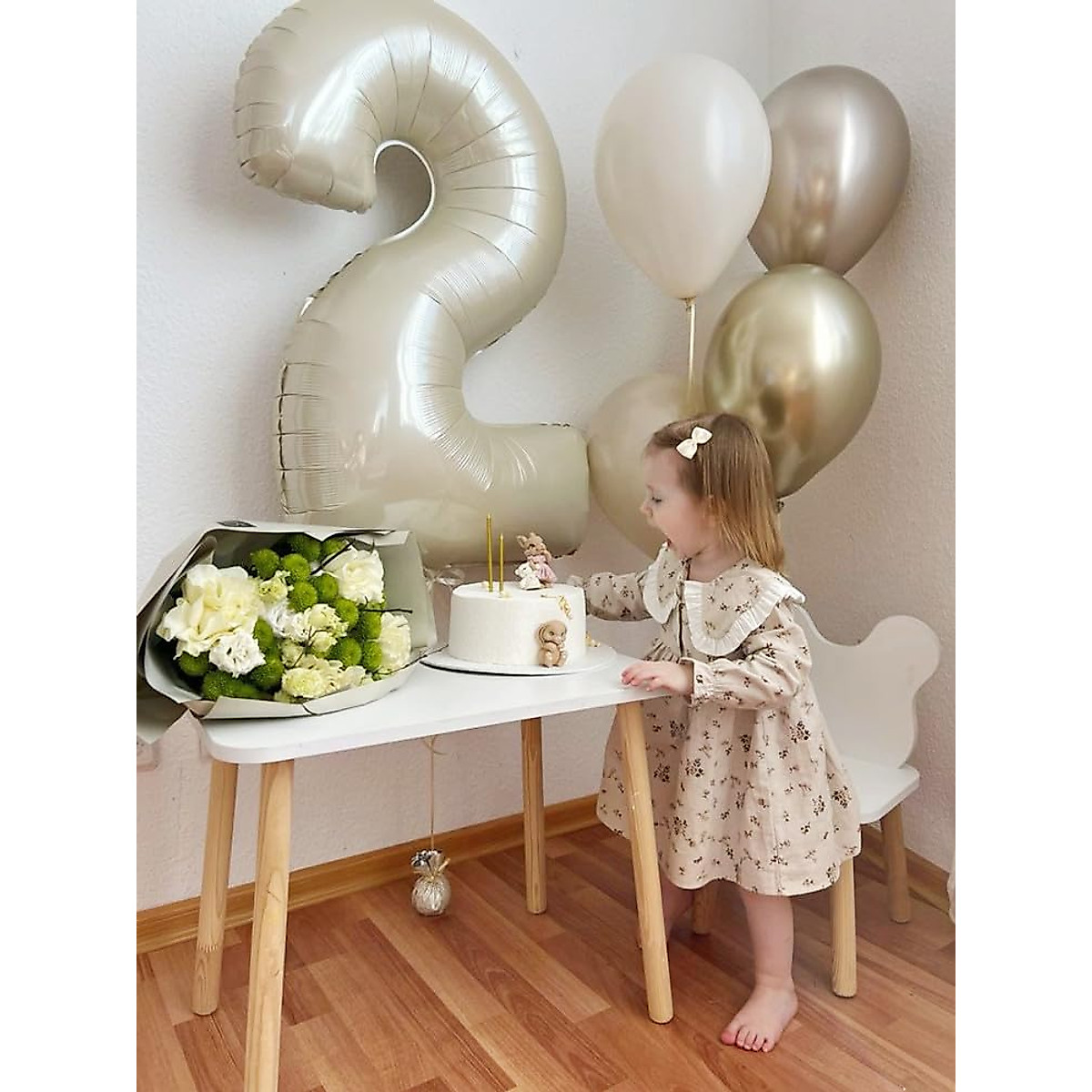 Number 2 Balloon 40 Inch Cream White Giant Two Balloon Number Birthday Decorations, 2nd 12 21st Party Celebration Decorations Graduations Anniversary Baby Shower