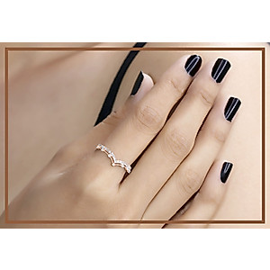 Dazzlingrock Collection Round White Diamond Beaded Chevron Wedding Band for Women (0.25 ctw, Color I-J, Clarity I2-I3) in 10K Rose Gold, Size 7