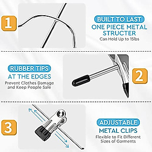 HAODOPSTY Space Saving Pants Hangers with Clips - Ideal Skirt Hanger for Women - Organize Your Closet Efficiently, Chrome, 4Pack