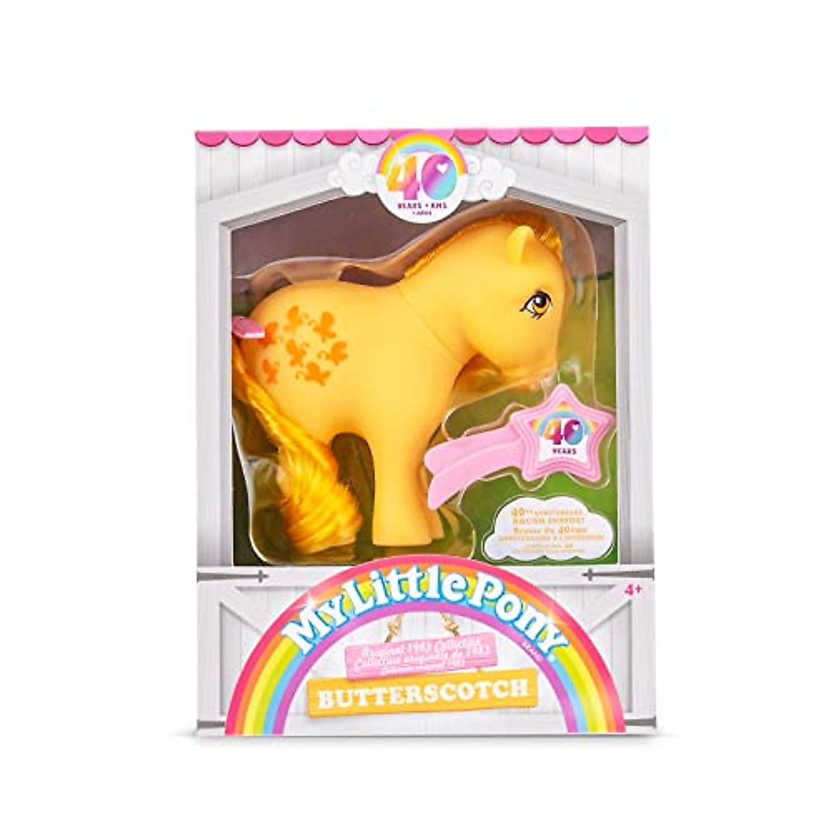 My Little Pony, 40th Anniversary 4-Inch Butterscotch, Original 1983 Collection, Long, Brushable Mane and Tail, Action Figure, Great for Kids, Toddlers, Girls, Ages 4+
