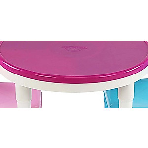 Humble Crew, White/Blue/Pink Kids 2-in-1 Plastic Building Blocks-Compatible Activity Table and 2 Chairs Set, Light Colors