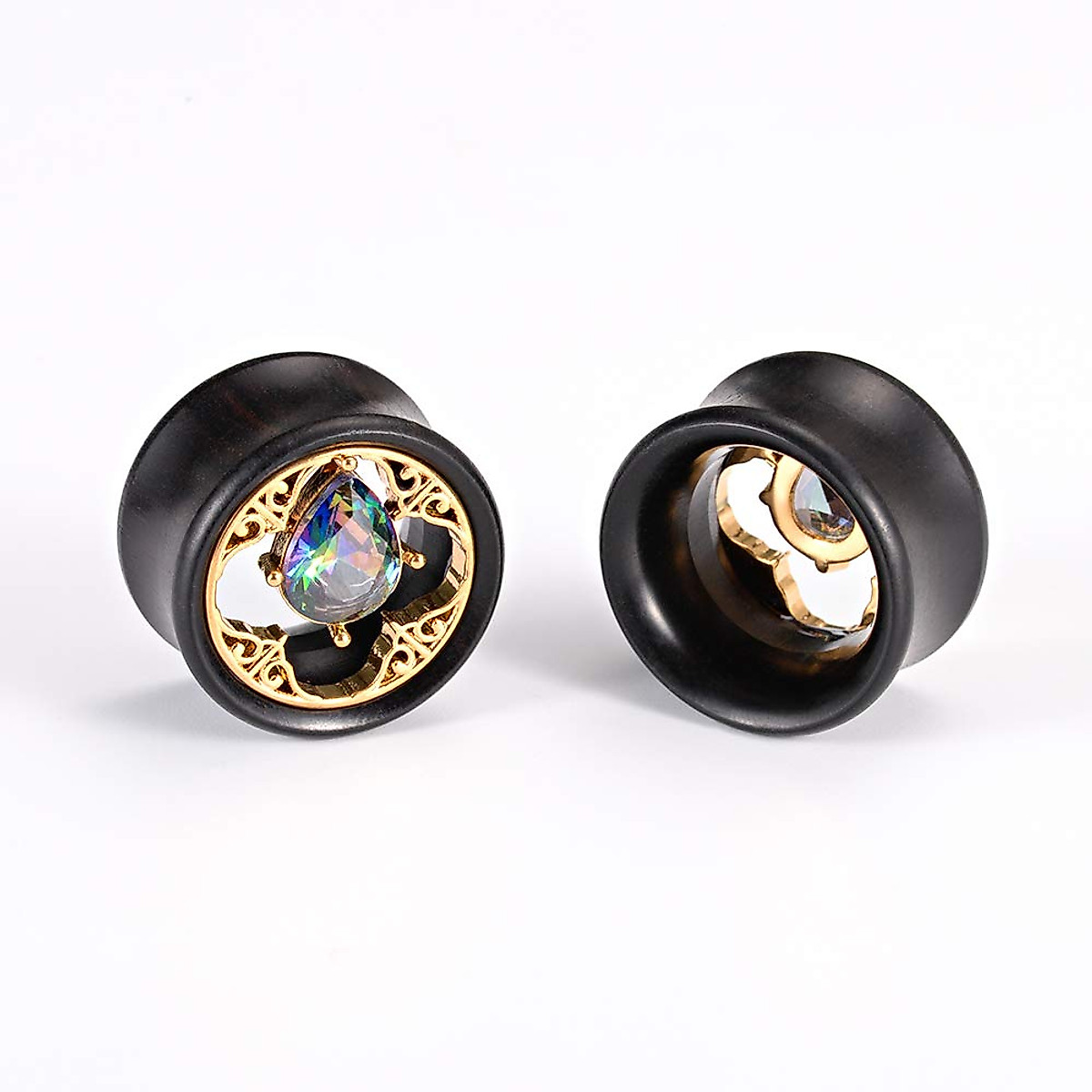 TBOSEN 2PCS Ebony Wood Ear Tunnel Plug Flesh Tunnels Stretching Piercings Expanders Ear Gauges0g-1 in 8mm-25mm