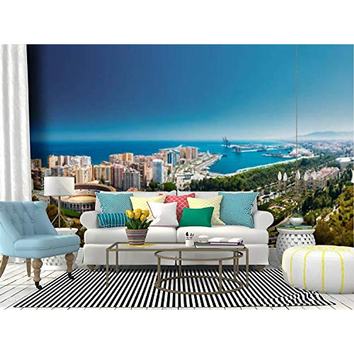 Kanworse Malaga Spain Cityscape View of Malaga Plaza De Toros De Ronda Canvas Print Wallpaper Wall Mural Self Adhesive Peel & Stick Wallpaper Home Craft Wall Decal Wall Poster Sticker for Living Room
