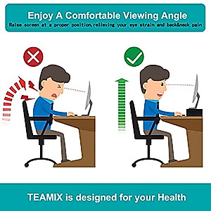 TEAMIX 20 inch Monitor Stand Riser, Wood Monitor Stand for Desk, TV/Screen/PC/Printer/Laptop Riser, Computer Stand with Keyboard Organizer, Black Desktop Stand, Monitor Riser (Black, 20 inch)