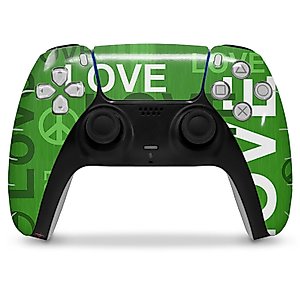 WraptorSkinz Skin Wrap compatible with Sony PS5 DualSense Controller Love and Peace Green (CONTROLLER NOT INCLUDED)