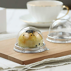 EchoDone 50 Set Clear Plastic Mini Cupcake Boxes Muffin Pod Dome Muffin Single Container Box Wedding Birthday Gifts Boxes Supplies (Silver)