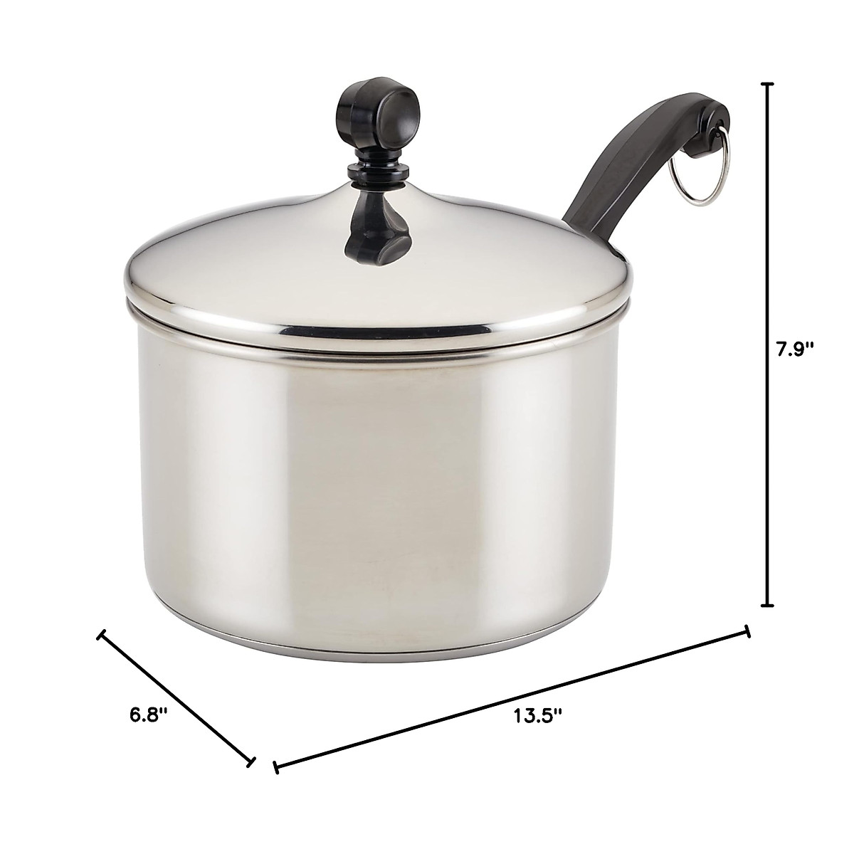Farberware Classic Stainless Steel Sauce Pan/Saucepan with Lid, 3 Quart, Silver