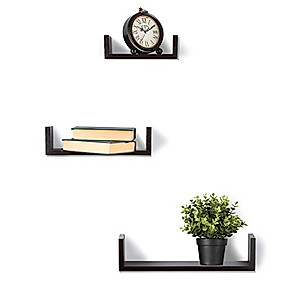 Sagler Floating Shelves Set of 3 Wall Shelves - Espresso Finish Wooden Shelves