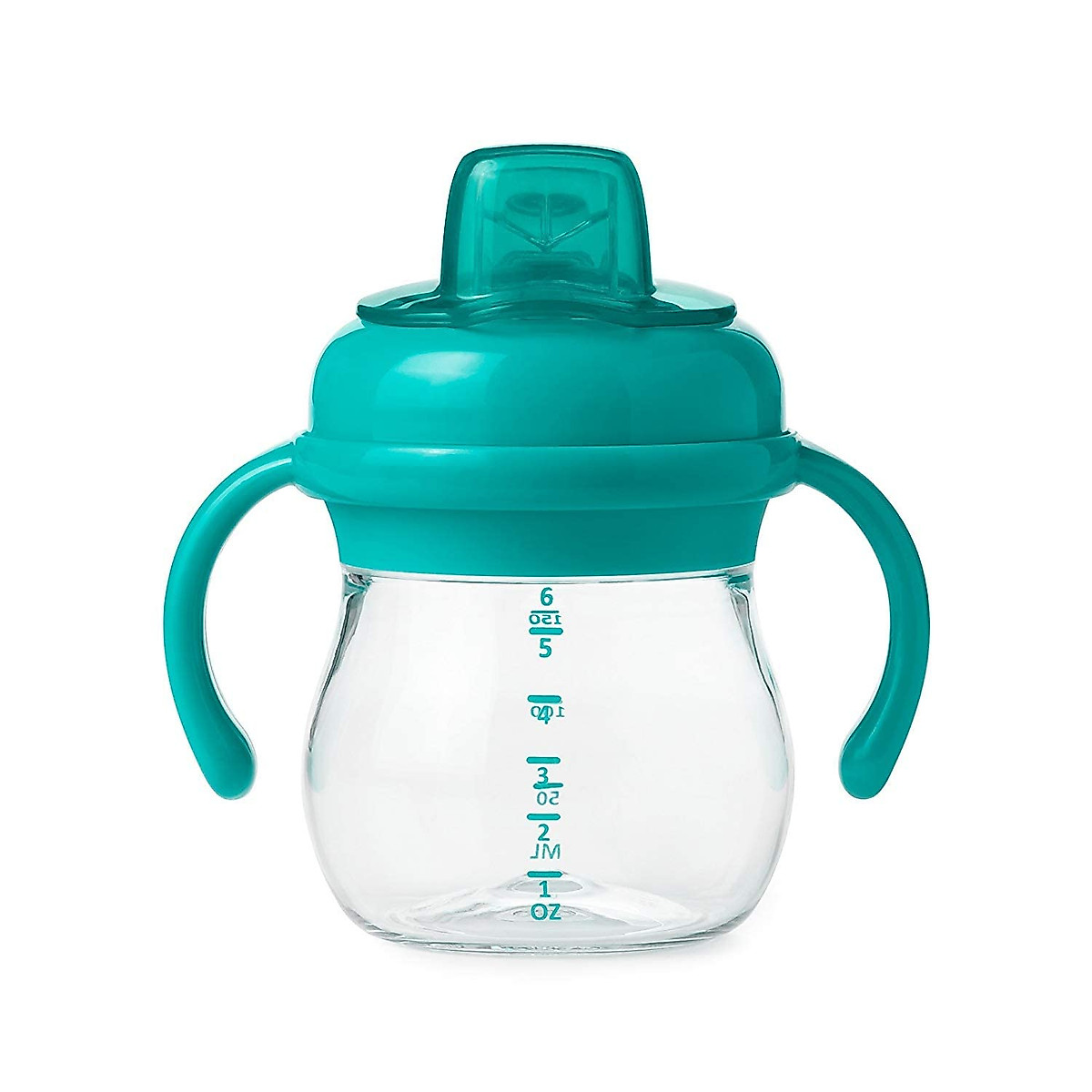 OXO Tot Transitions Soft Spout Sippy Cup with Removable Handles, Teal, 6 Ounce (2 Pack)
