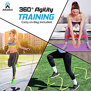 Speed & Agility Training Equipment - 22 Piece Set - Complete Football Practice Equipment Kit - Ladder, Hurdles, Cones, Parachute, Bands, Rope, and Carry Bag - Soccer & Football Drill Equipment